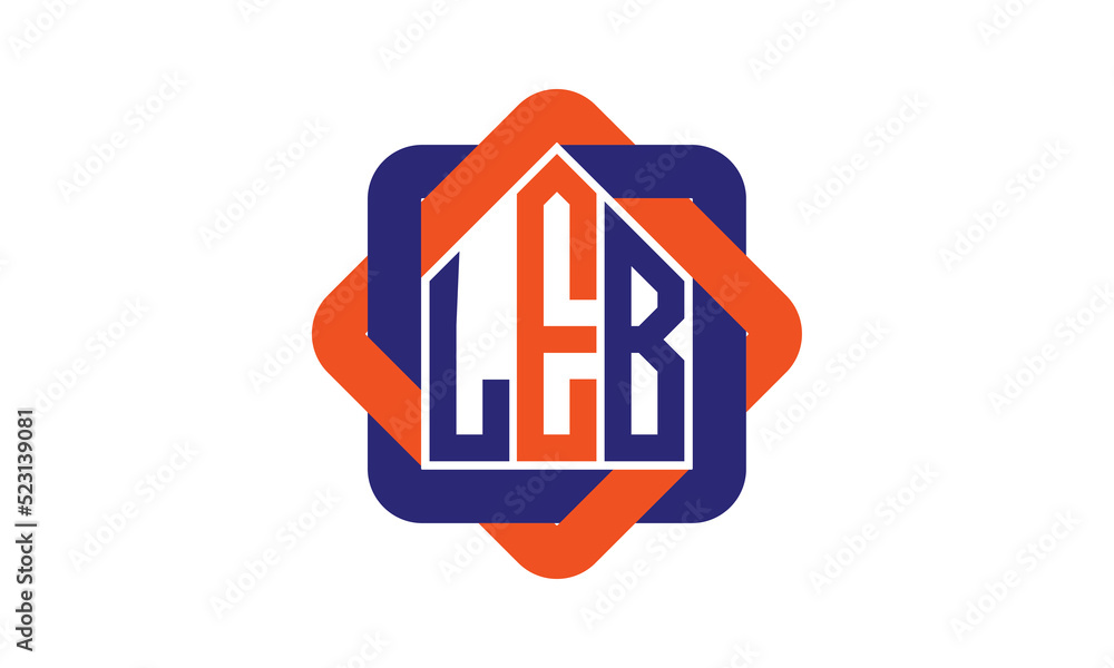 LEB three letter real estate logo with home icon logo design vector ...