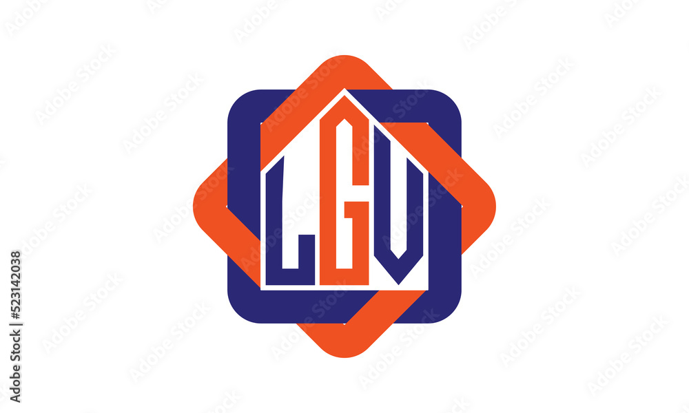 LGV three letter real estate logo with home icon logo design vector ...