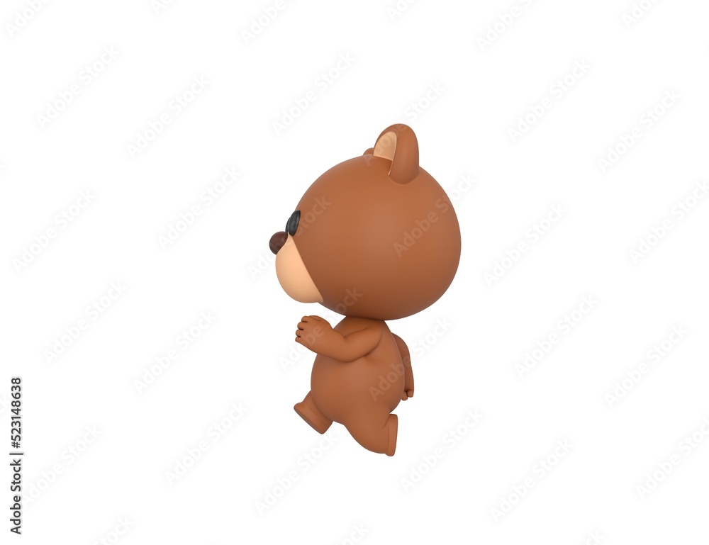Little Bear character running to the left side in 3d rendering. Stock ...