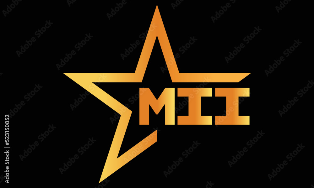 MII golden luxury star icon three letter logo design vector template ...
