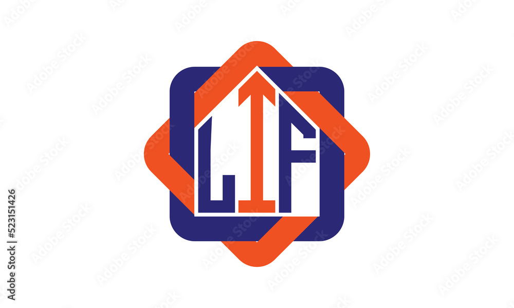 LIF three letter real estate logo with home icon logo design vector ...