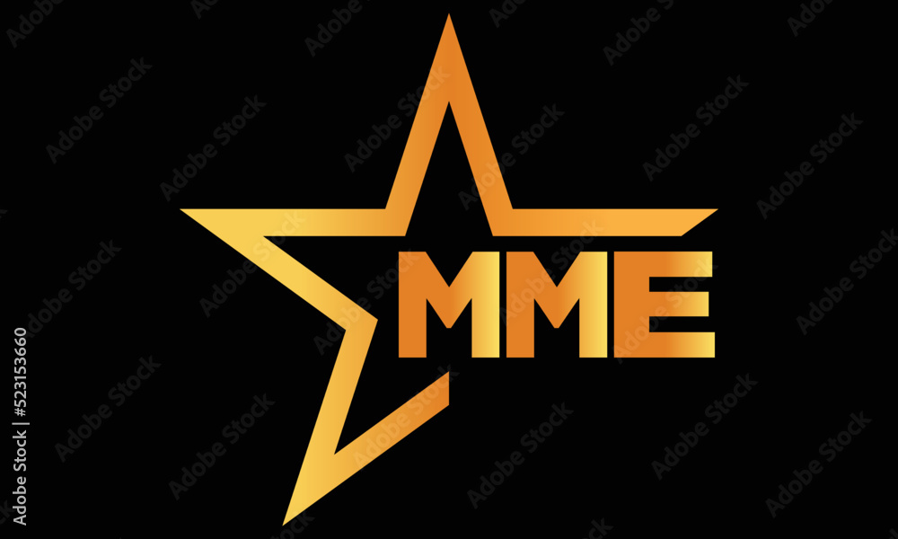 MME golden luxury star icon three letter logo design vector template ...