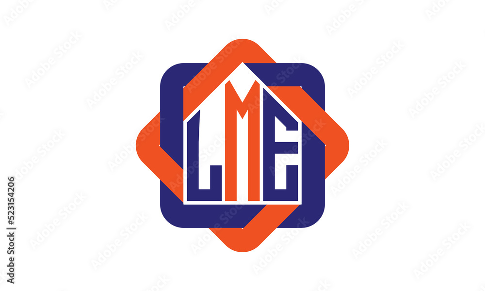 LME three letter real estate logo with home icon logo design vector ...
