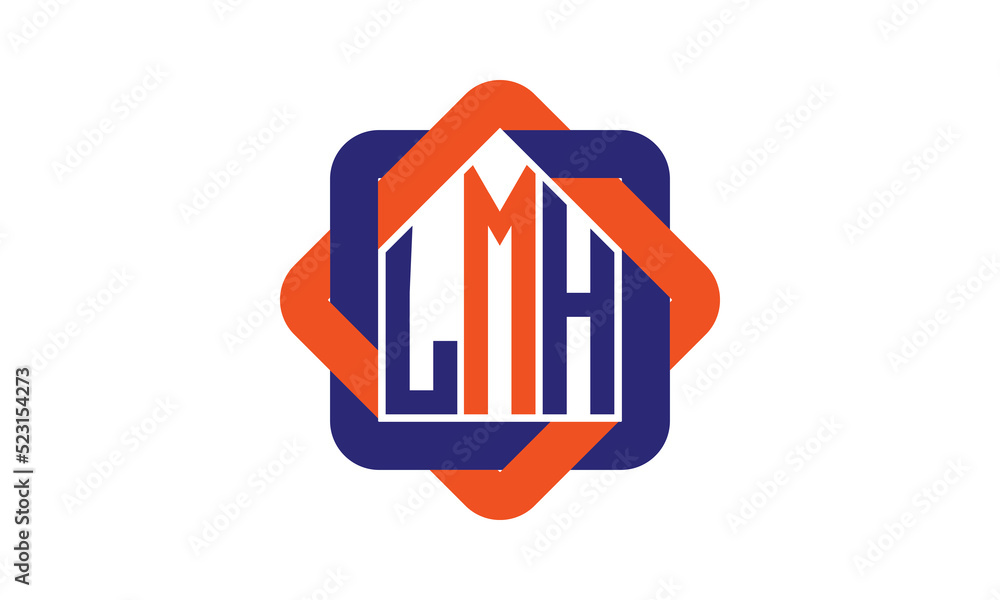 LMH three letter real estate logo with home icon logo design vector ...