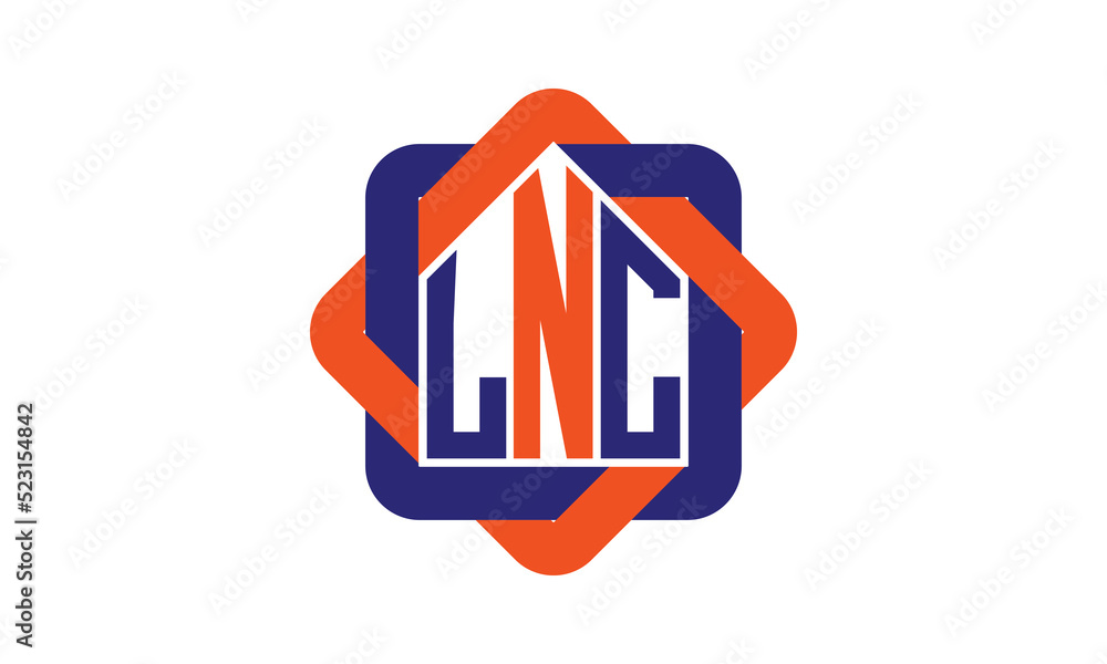 LNC three letter real estate logo with home icon logo design vector ...
