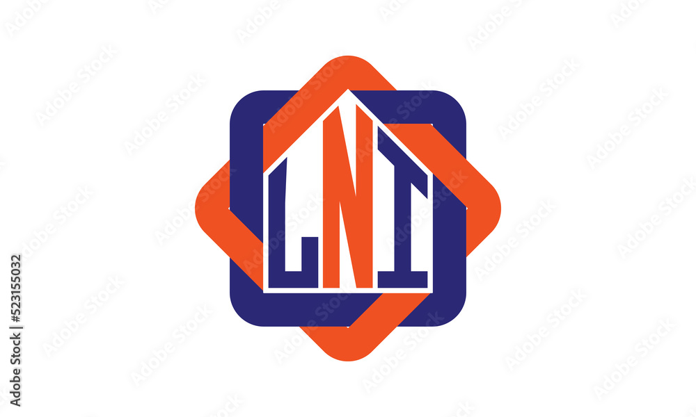 LNI three letter real estate logo with home icon logo design vector ...