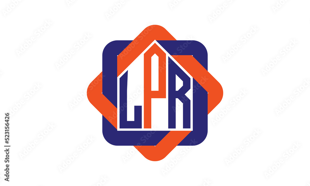 LPR three letter real estate logo with home icon logo design vector ...