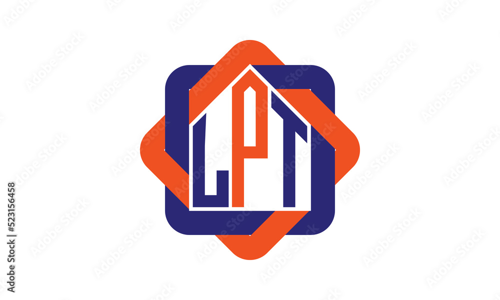 LPT three letter real estate logo with home icon logo design vector ...