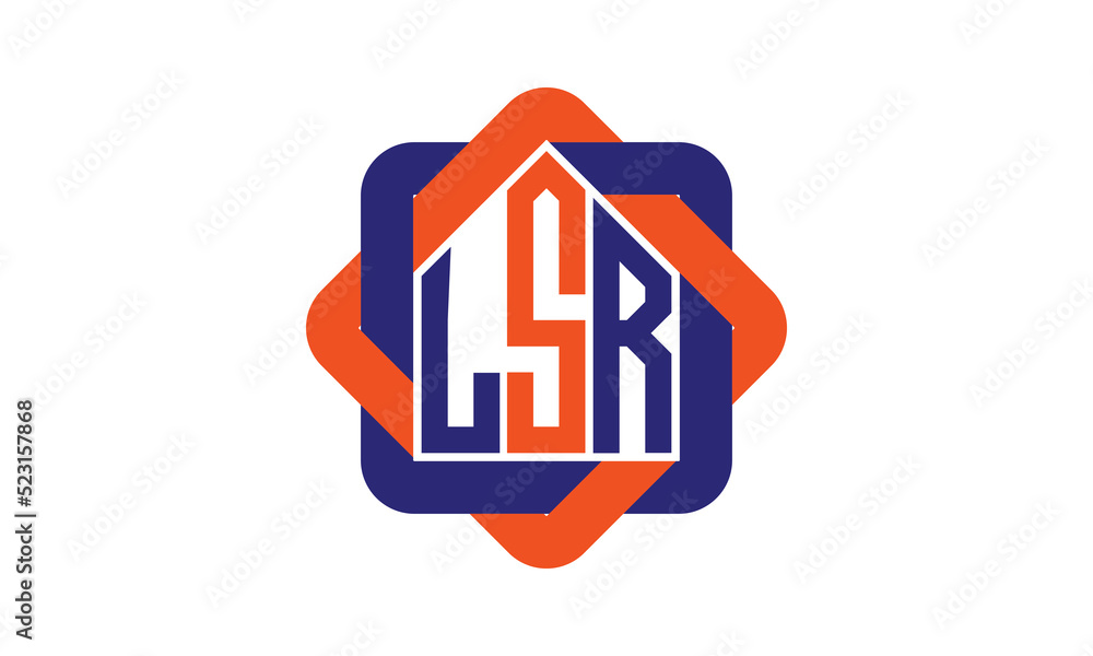 LSR three letter real estate logo with home icon logo design vector ...