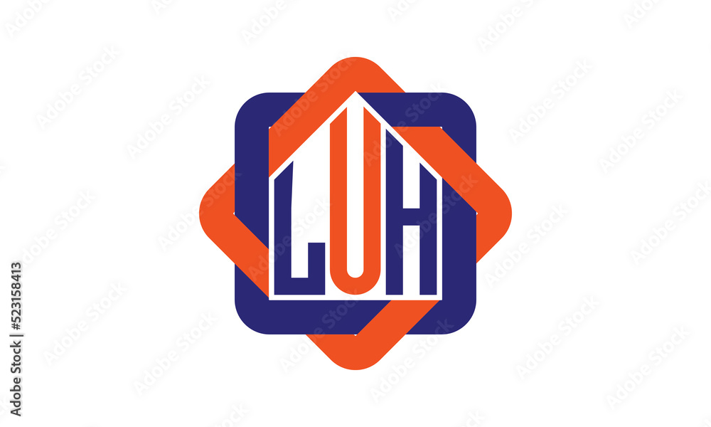 LUH three letter real estate logo with home icon logo design vector ...