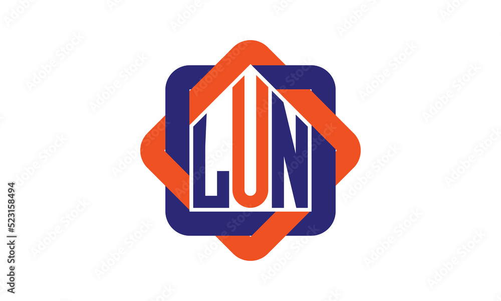 LUN three letter real estate logo with home icon logo design vector ...