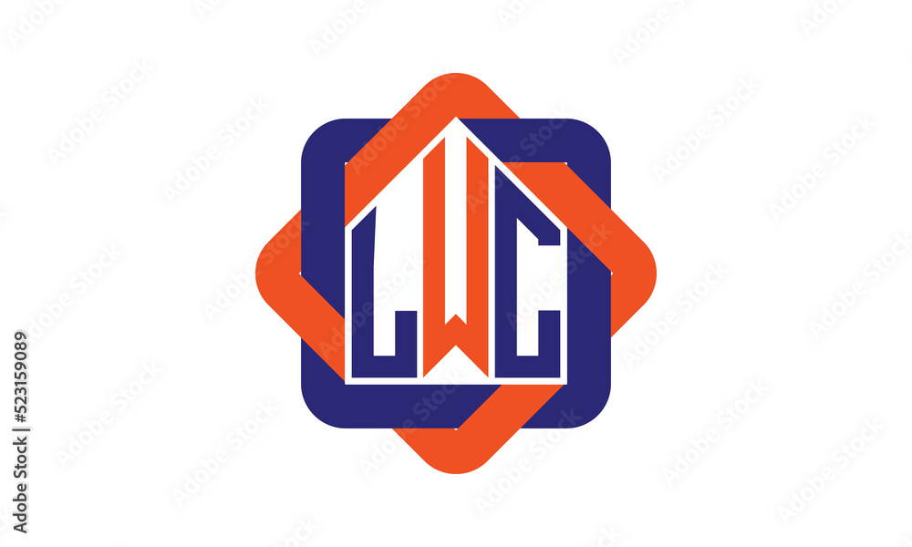 LWC three letter real estate logo with home icon logo design vector ...