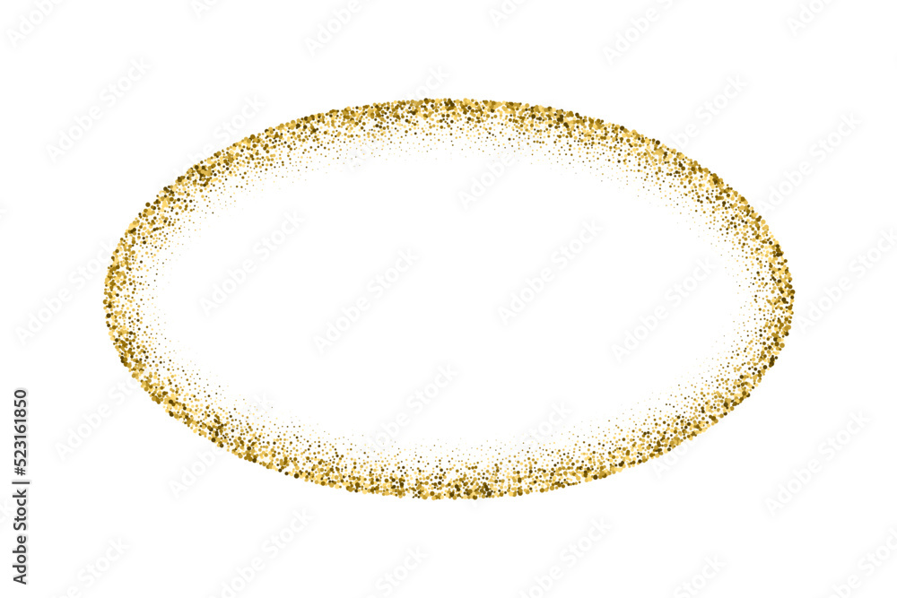Oval gold frame from glitters with bright glow light effect vector ...