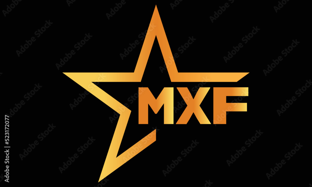 MXF golden luxury star icon three letter logo design vector template ...