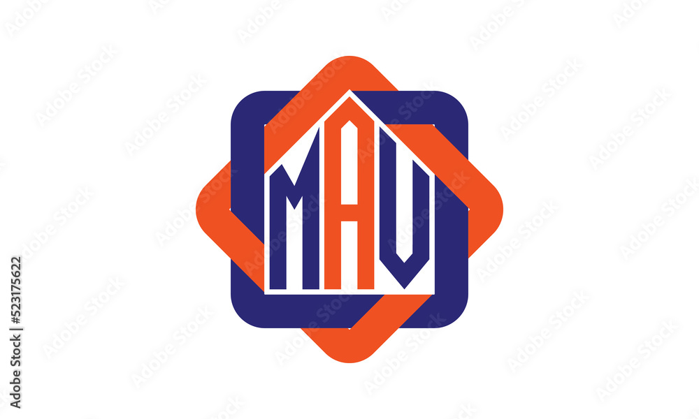MAV three letter real estate logo with home icon logo design vector ...
