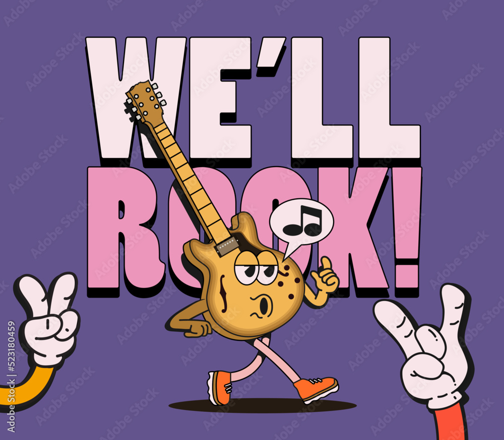 We will rock musical poster or t-shirt print design with cartoon ...