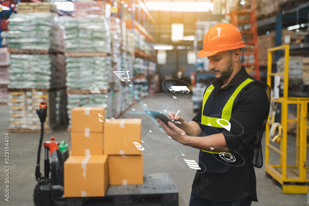 digital internet network iot Smart logistics Warehouse management ...