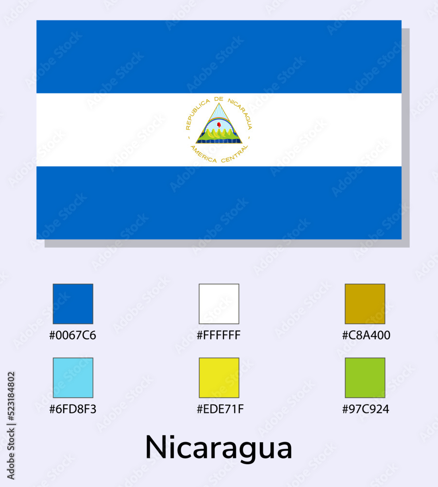 Vector Illustration of Nicaragua flag isolated on light blue background ...