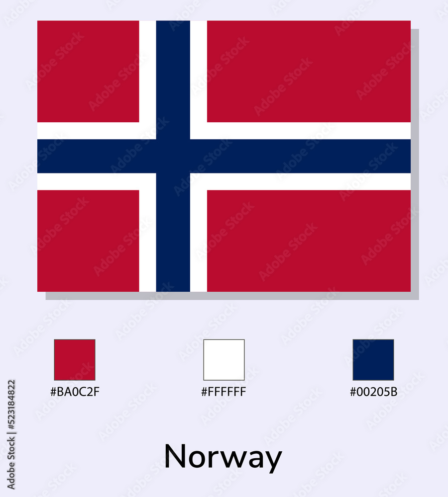 Vector Illustration of Norway flag isolated on light blue background ...