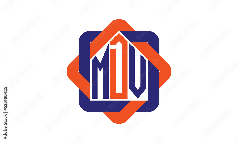 MDV three letter real estate logo with home icon logo design vector ...