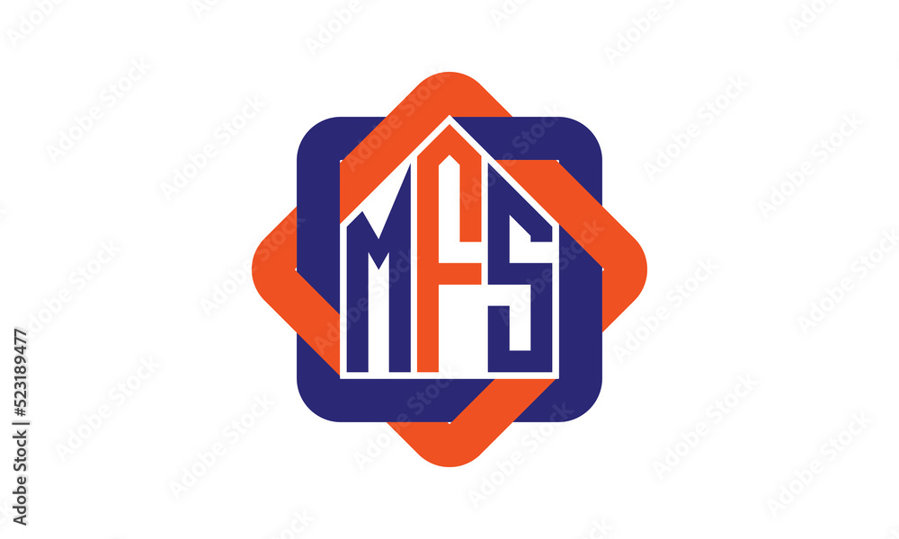 MFS three letter real estate logo with home icon logo design vector ...