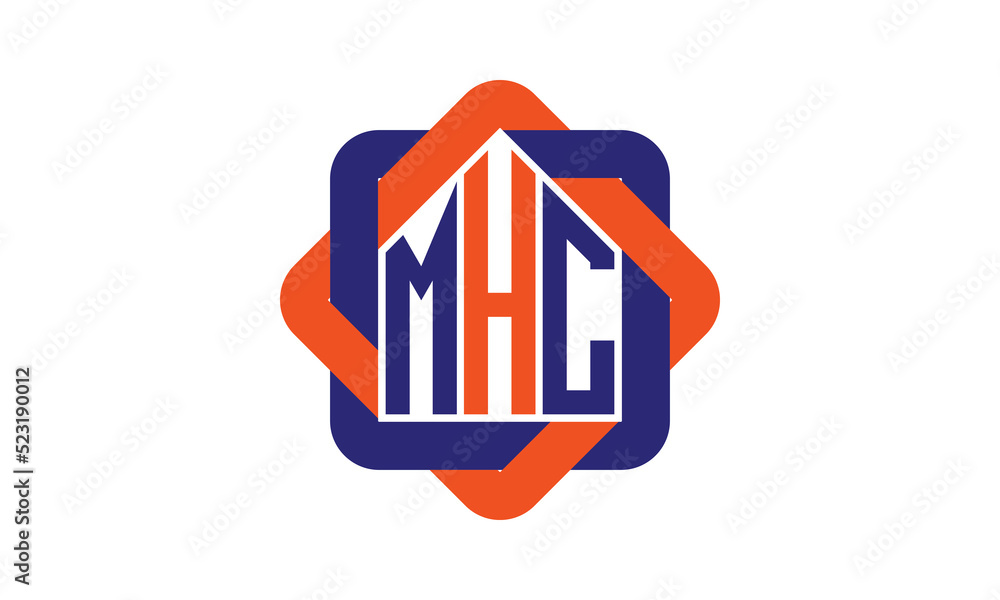 Vetor do Stock: MHC three letter real estate logo with home icon logo ...