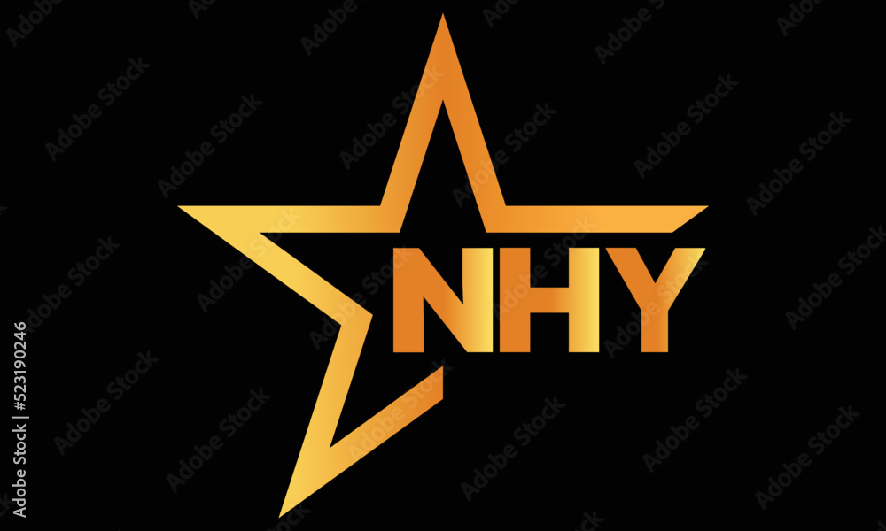 NHY golden luxury star icon three letter logo design vector template ...