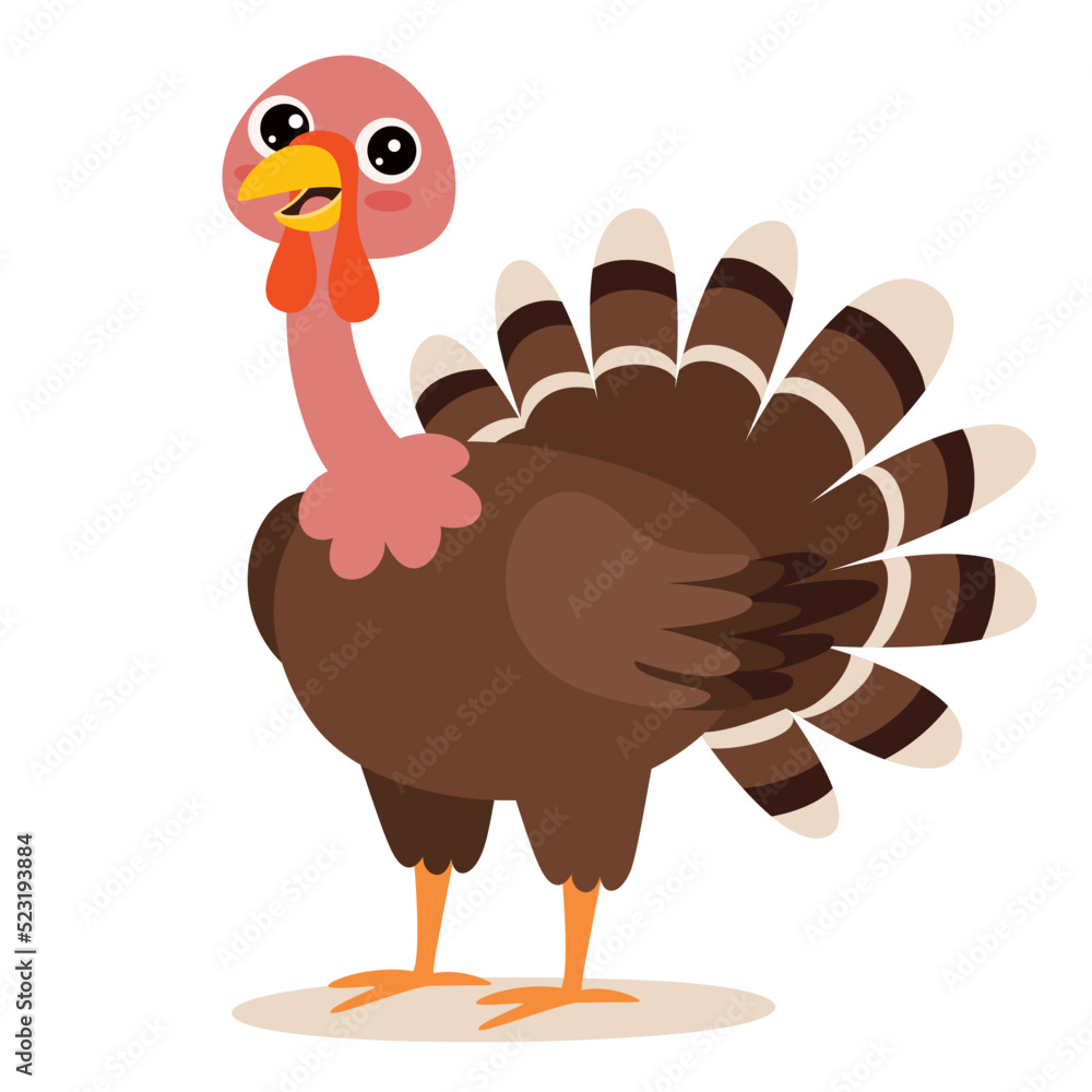 Cartoon Illustration Of A Turkey Stock Vector | Adobe Stock
