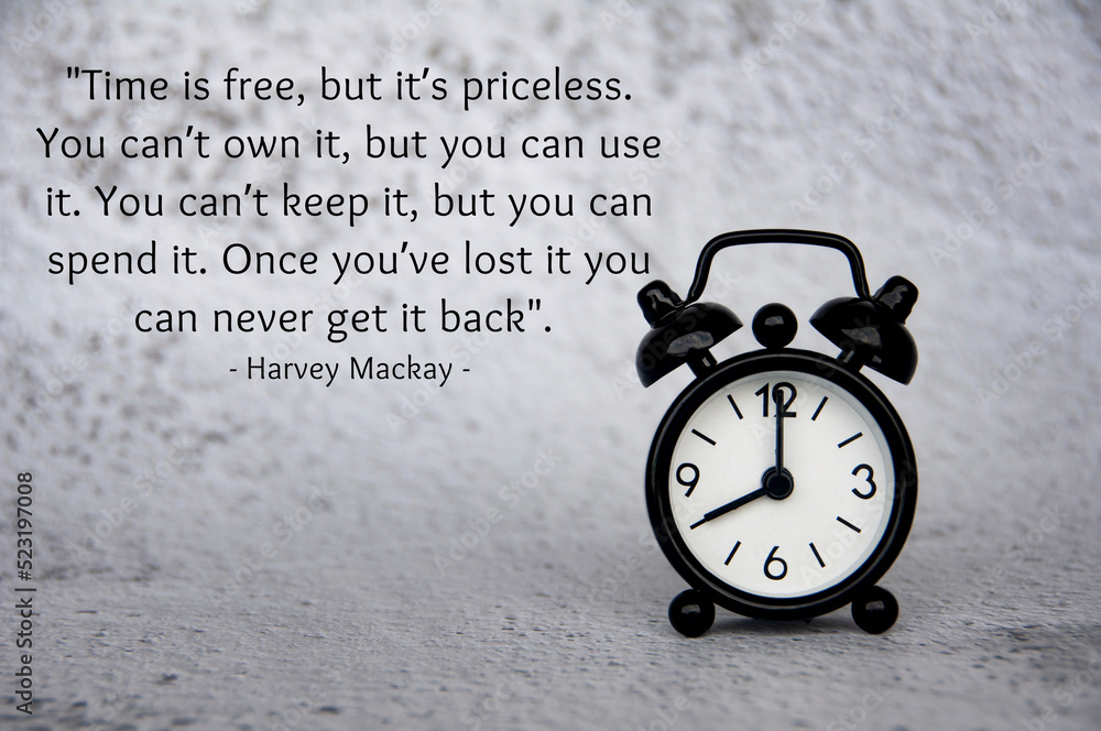 Motivational and inspirational quote about time and life with alarm ...