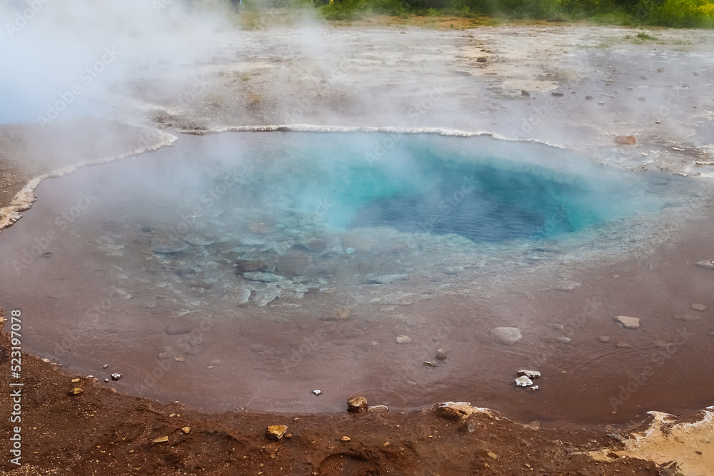 Steaming hot springs on the volcanic sulphur fields of Iceland Stock ...