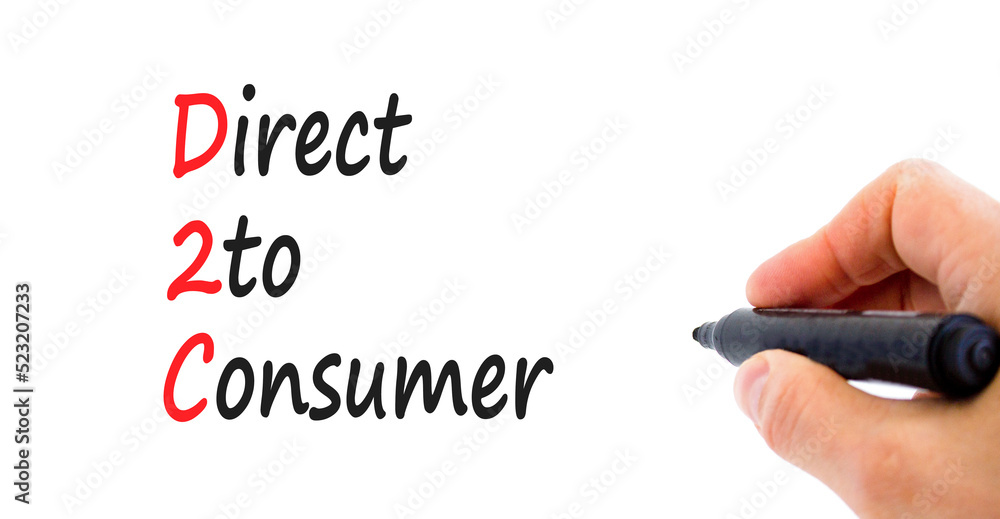 D2C direct to consumer symbol. Concept words D2C direct to consumer on ...