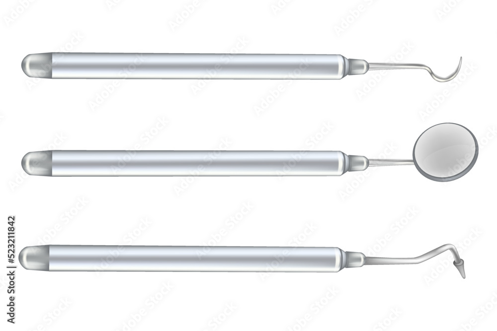 Realistic vector illustration Dental scale tool. Dental tools set ...