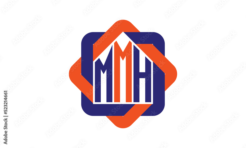 MMH three letter real estate logo with home icon logo design vector ...