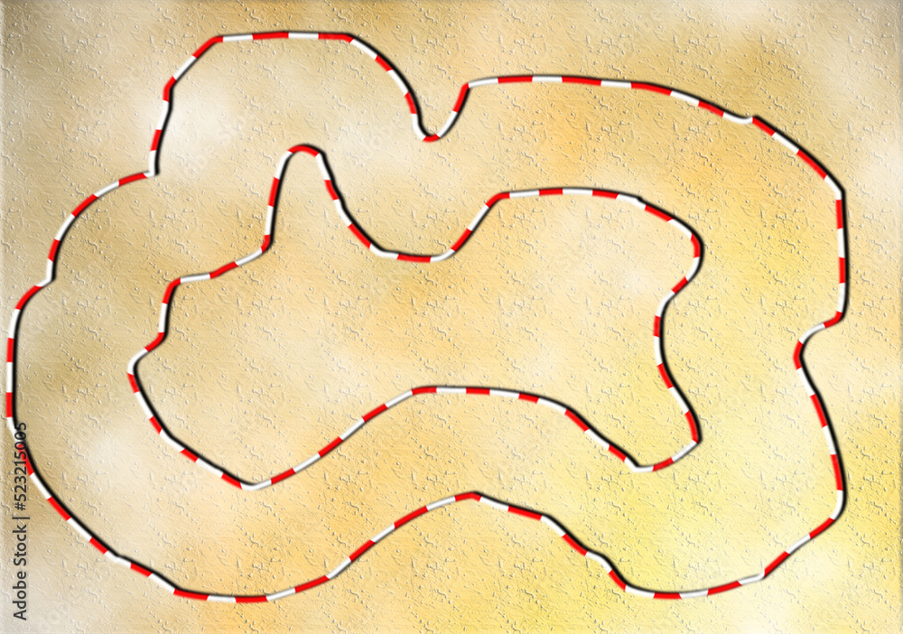 3D illustration of loop on rough texture background. Racing track for ...
