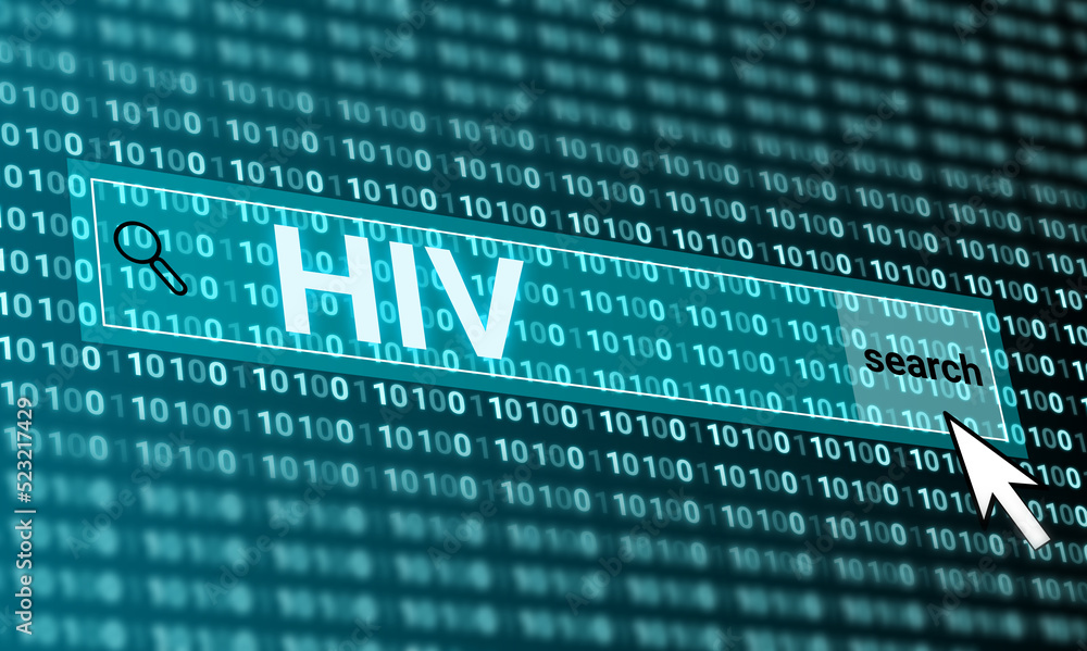 hiv search on internet with digital number and click icon illustration ...
