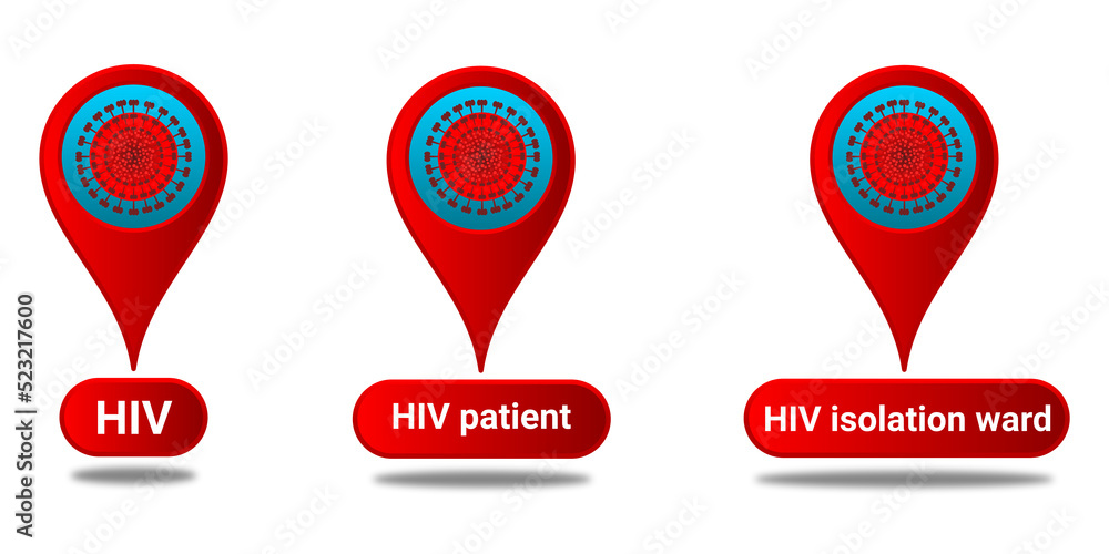 hiv, patient and isolation ward location with shadow illustration image ...