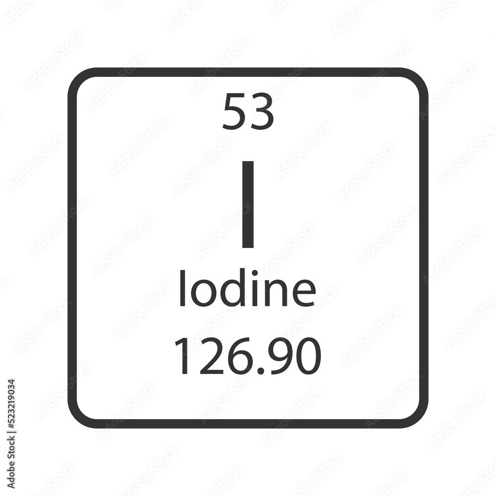 Iodine symbol. Chemical element of the periodic table. Vector ...