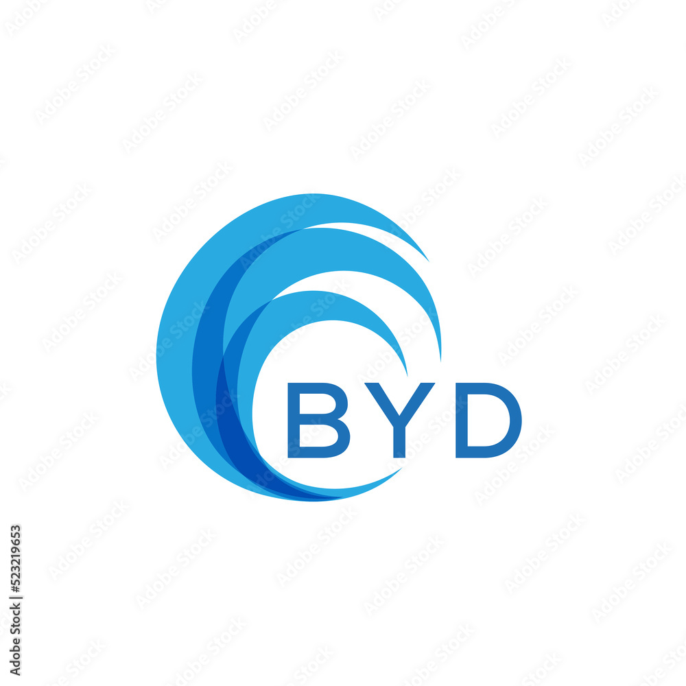 BYD letter logo. BYD blue image on white background. BYD Monogram logo ...
