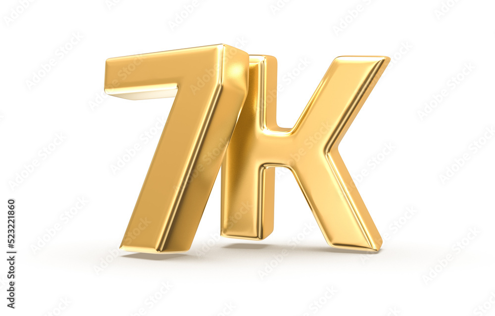 Follow Number 7k Gold 3d render ilustração do Stock | Adobe Stock