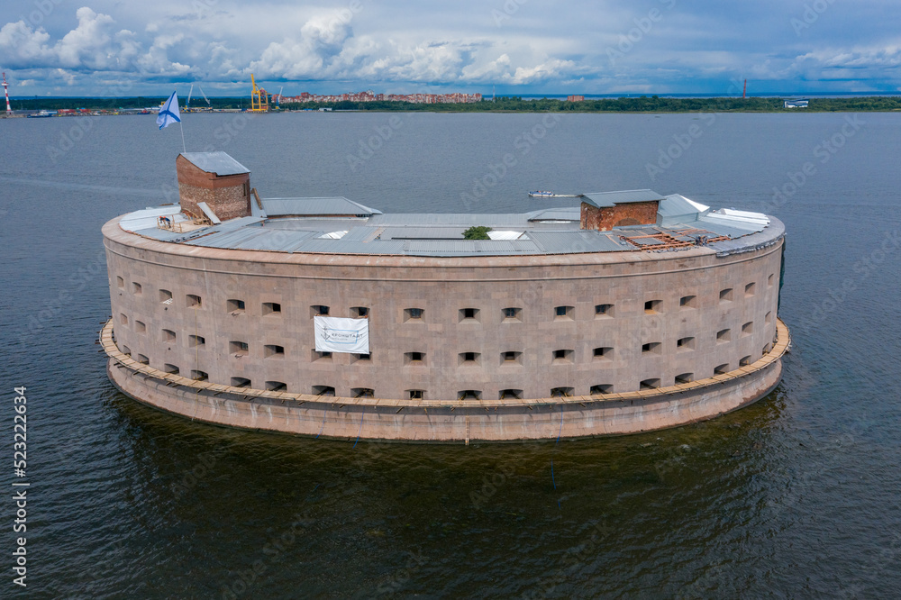 View from a height of Fort Alexander the first Plague Kronstadt ...