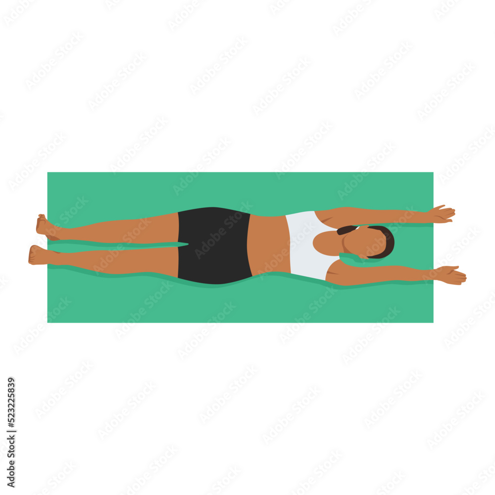 Woman doing pawanmuktasana wind release pose exercise. Flat vector ...