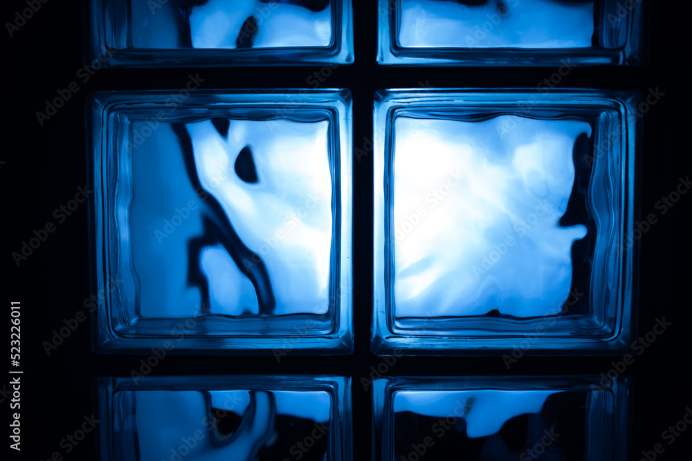 Blue Glass Block Wall,Transparent glass block or tiled mosaic wall for ...