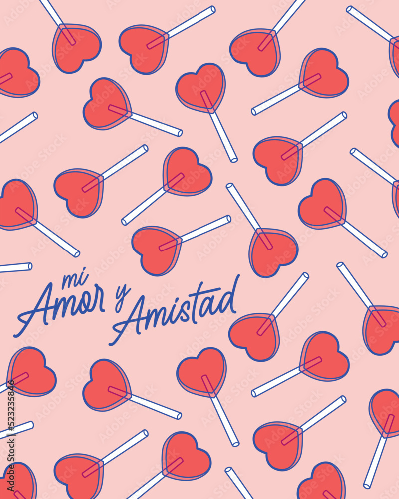 Plantilla vectorial con concepto de amor y amistad, imagen de paletas ...