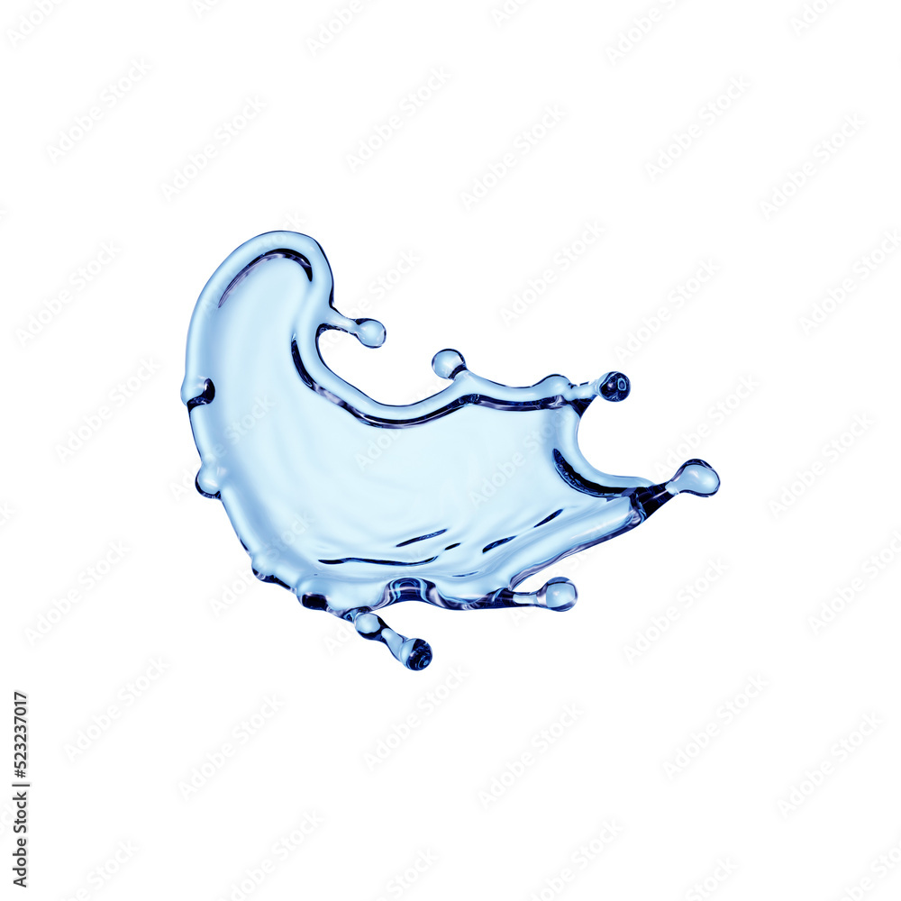3d render, blue wave, water wavy splash clip art isolated on ...