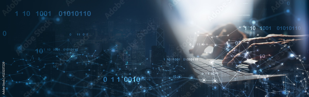 Digital technology, internet network connection, big data, digital ...