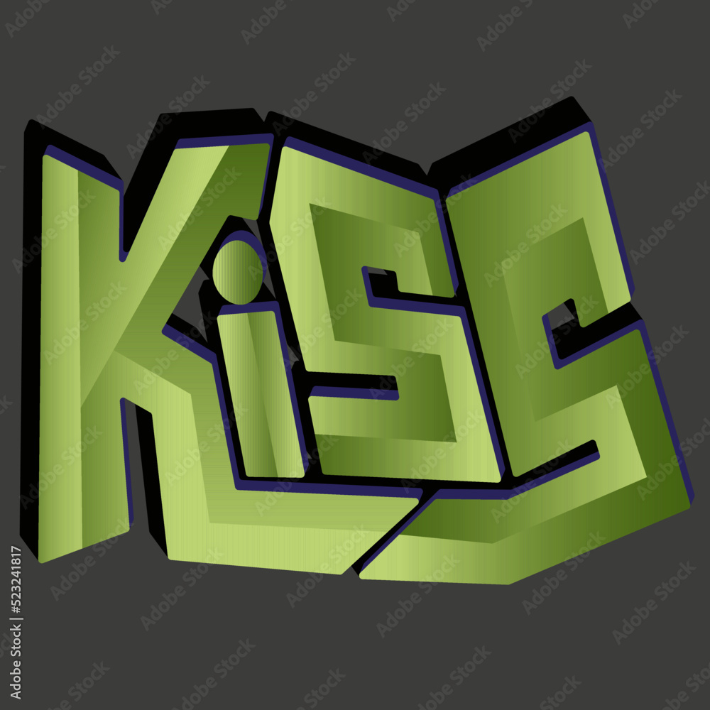 kiss. isolated vector lettering with unique letters. can be used to ...