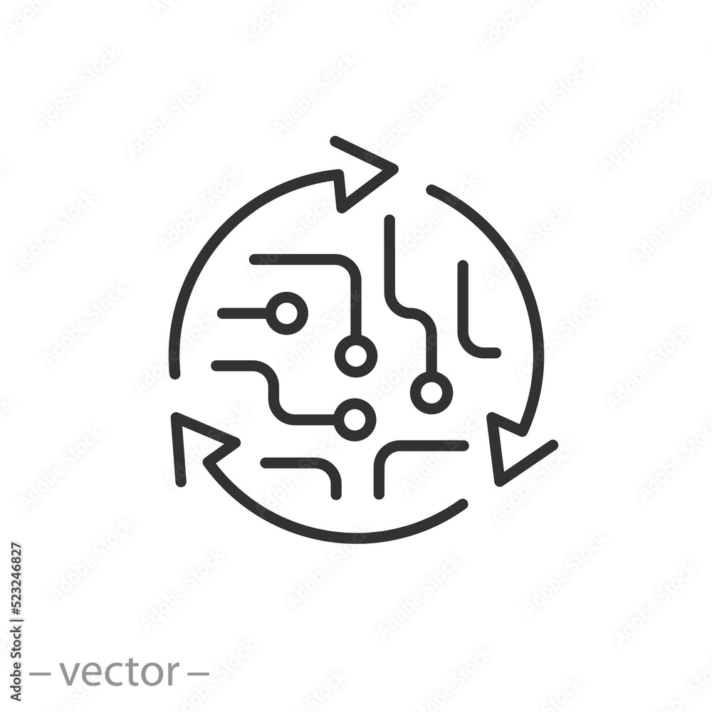 industrial future icon, digital transformation, ai technology, vector ...