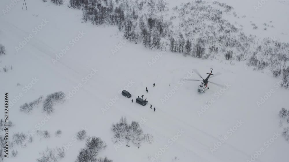 A helicopter landed in the Arctic to pick up a group of researchers ...