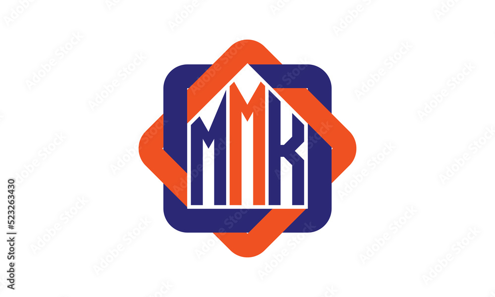 MMK three letter real estate logo with home icon logo design vector ...