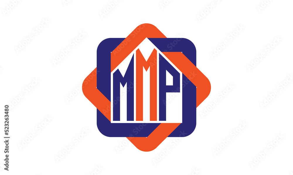 MMP three letter real estate logo with home icon logo design vector ...